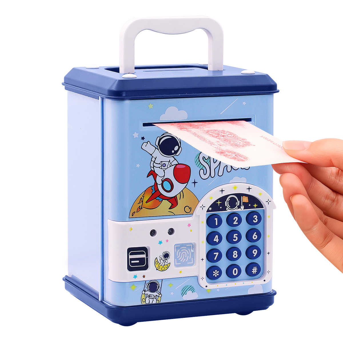 Alcancía Infantil Caja Fuerte con Teclado, Detección de Huella, Luces y ...
