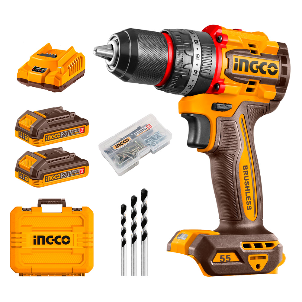 Taladro Atornillador Percutor INGCO Compact Inalámbrico con 2 Baterías ...