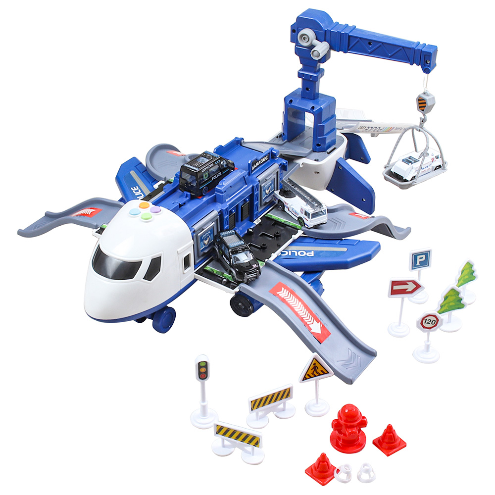 Avión Grande de Policía Desmontable con Grúa, Pista y Lanzador de Autos ...