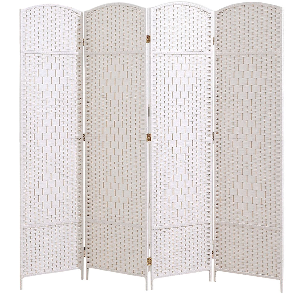 Biombo en Rattán 180x200cm 4 Paneles Plegables y Estilo Moderno ...