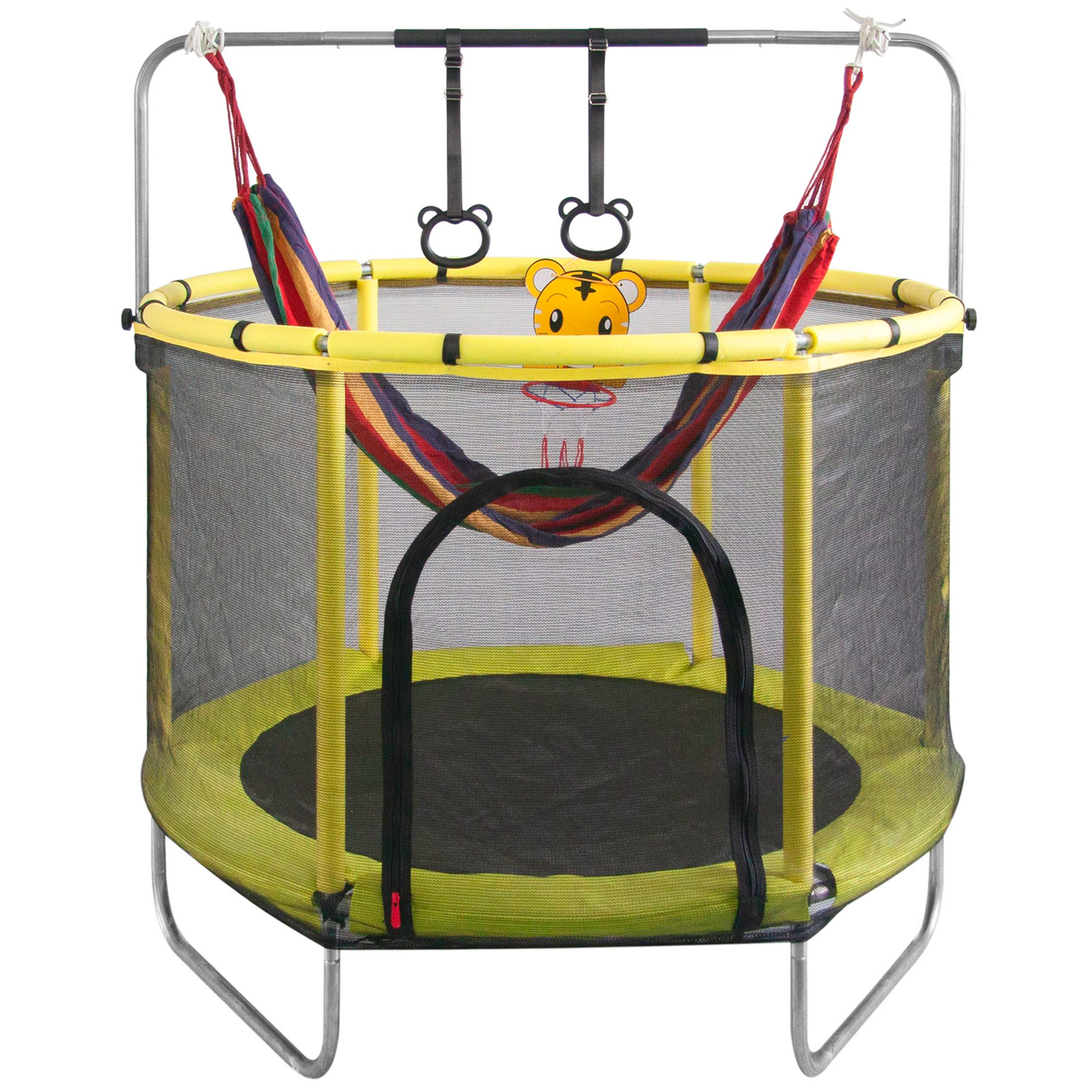 Cama Elástica de 1.4m con Hamaca, Aro de Basket y Anillas de Gimnasia ...