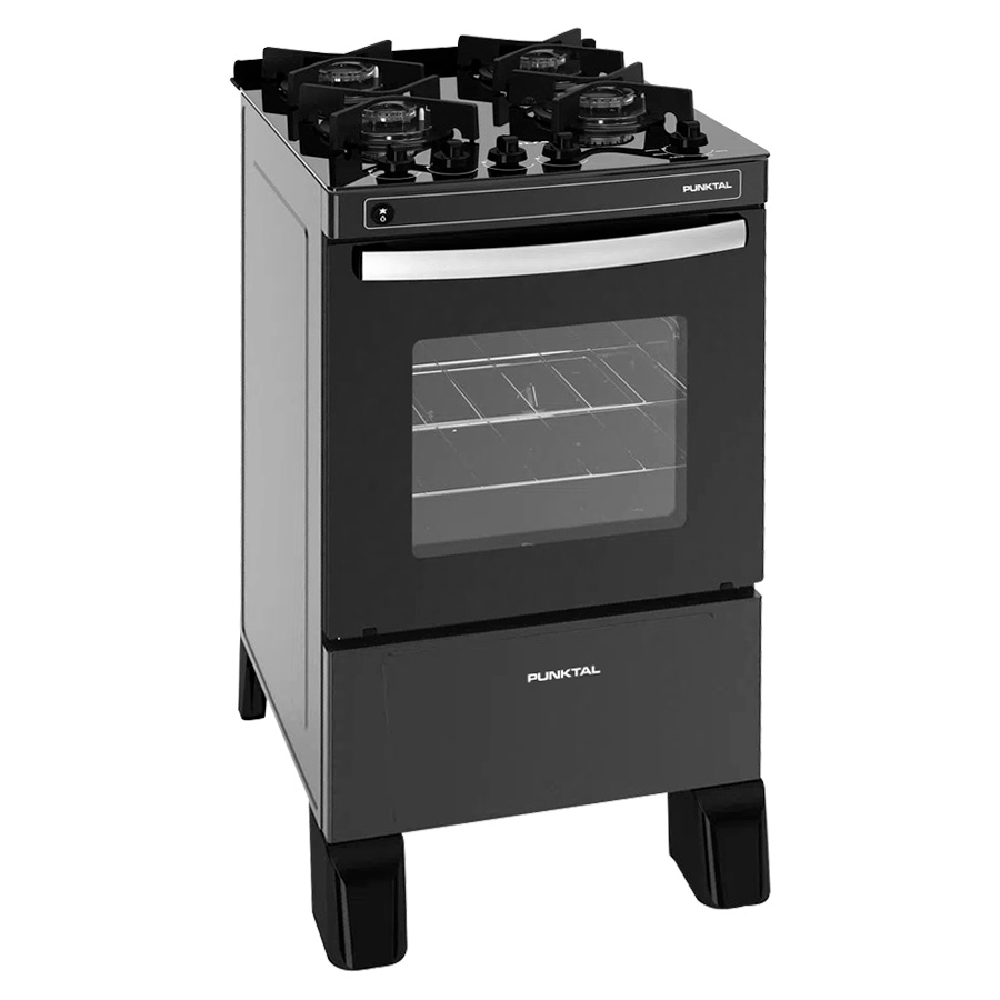 Cocina Punktal Glass a Gas 4 Hornallas Horno con 50L Mesada de Vidrio ...