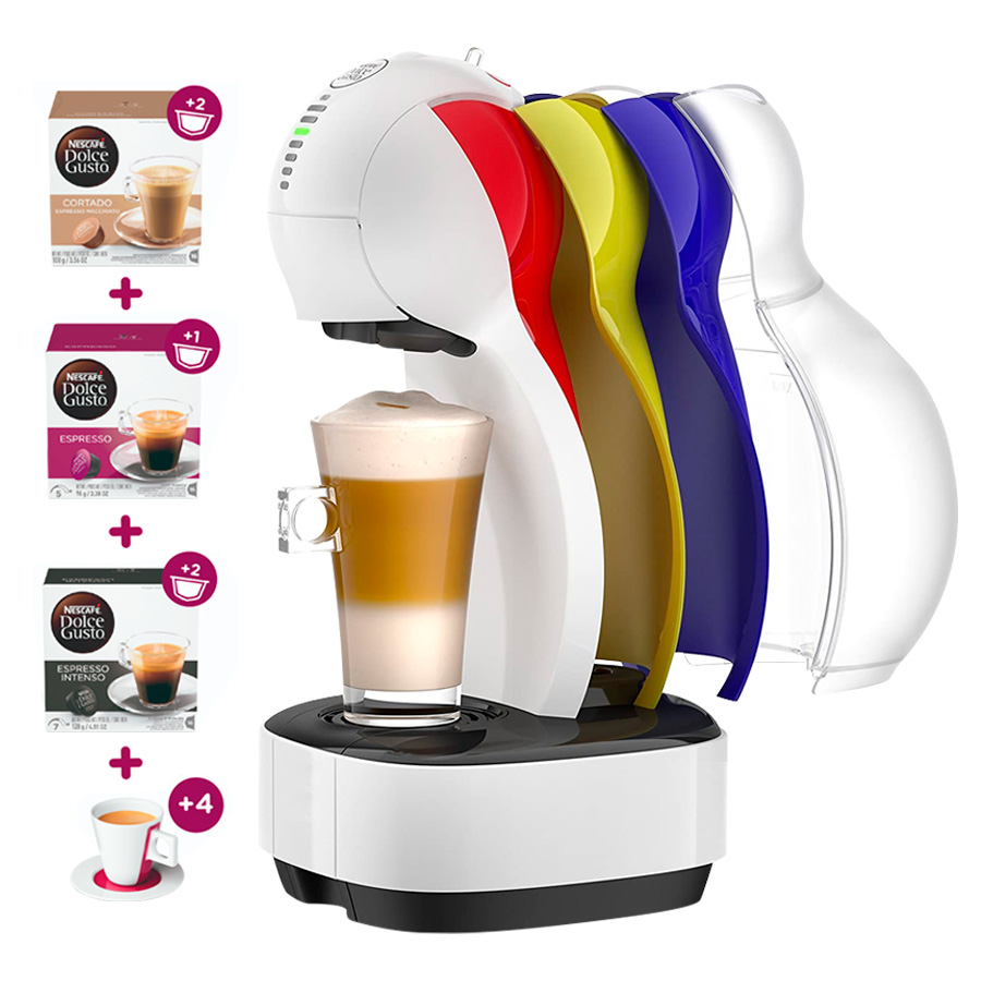 Cafetera Dolce Gusto Colors Automática + 80 Cápsulas + 4 Tazas Espresso ...
