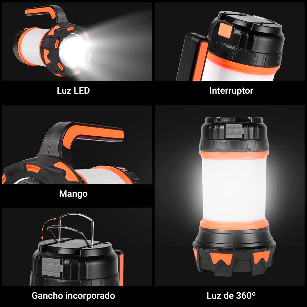 Linterna Foco LED ATRIO Adventure 2 en 1 Batería Recargable de 2000mAh ...