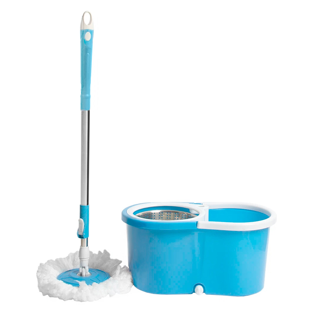 Balde con Mopa y Centrifugador de Acero Inoxidable - Azul, oferta LOi.