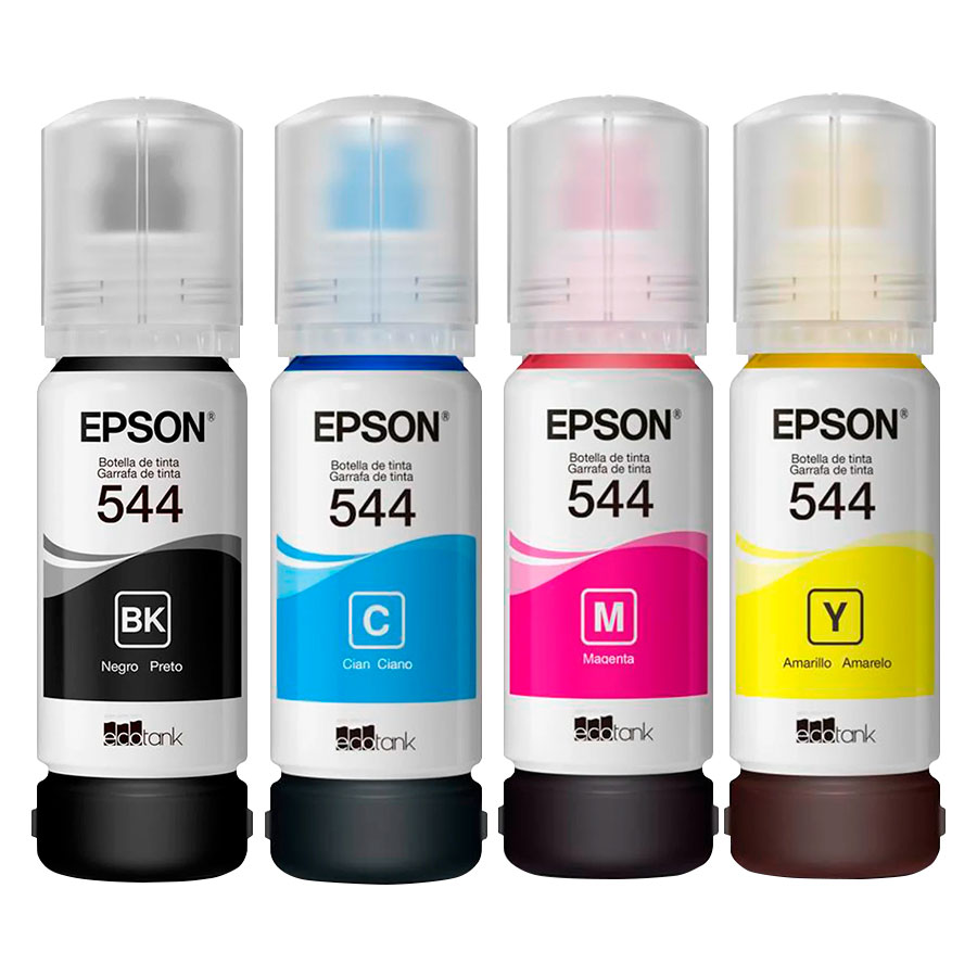 Tinta Original EPSON 544 Kit Completo 4 Colores 65ml c/u para Impresora L3250 L3210 y Más ...