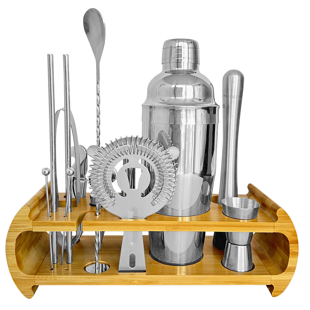 Kit de Coctelería Barman Coctelera de 750ml, 15 Piezas Acero Inoxidable ...