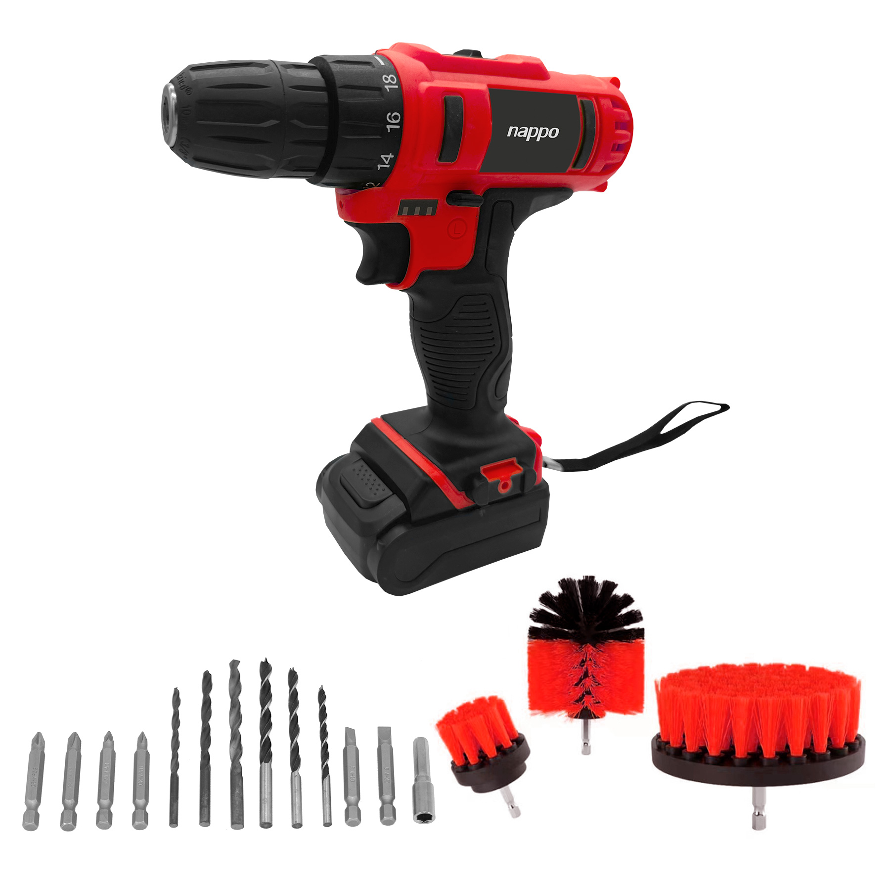 Kit Taladro Atornillador Inalámbrico NAPPO con 2 Velocidades, 12 Mechas ...