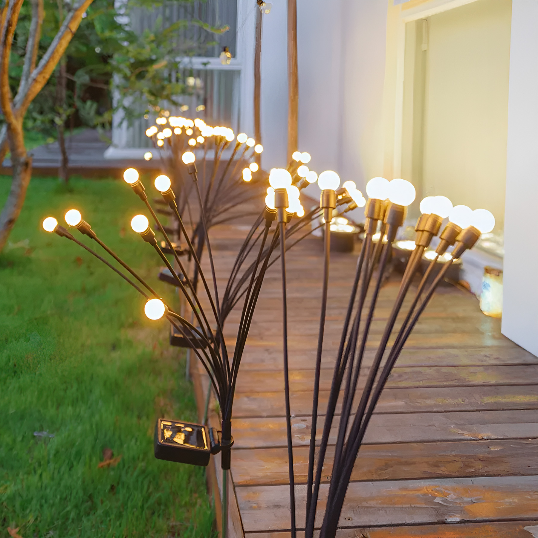 Set de 2 Lámparas Luciérnagas de Jardín con 10 Luces LEDs Cálidas ...