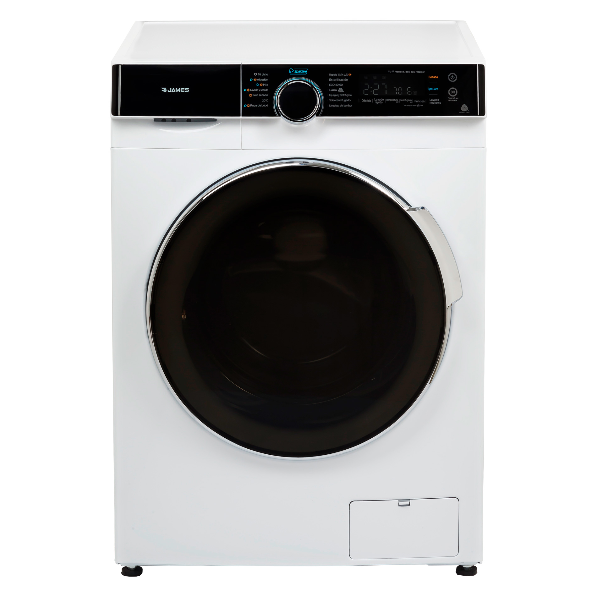 Lavarropas JAMES LR 1016 BL G3 Carga Frontal 10.5kg 14 Programas Motor ...