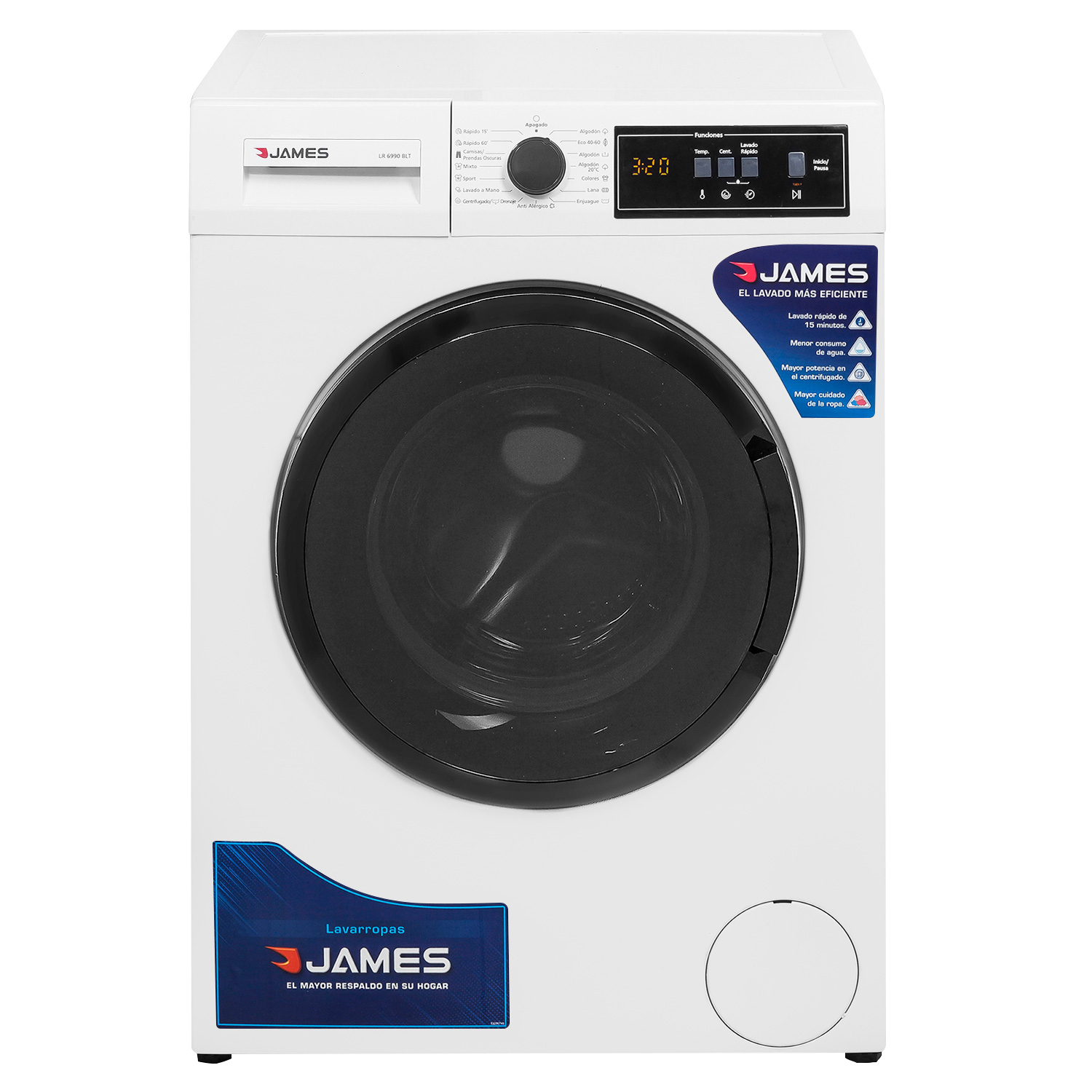 Lavarropas JAMES LR 6990 BLT Capacidad 6Kg 15 Programas Display LED ...
