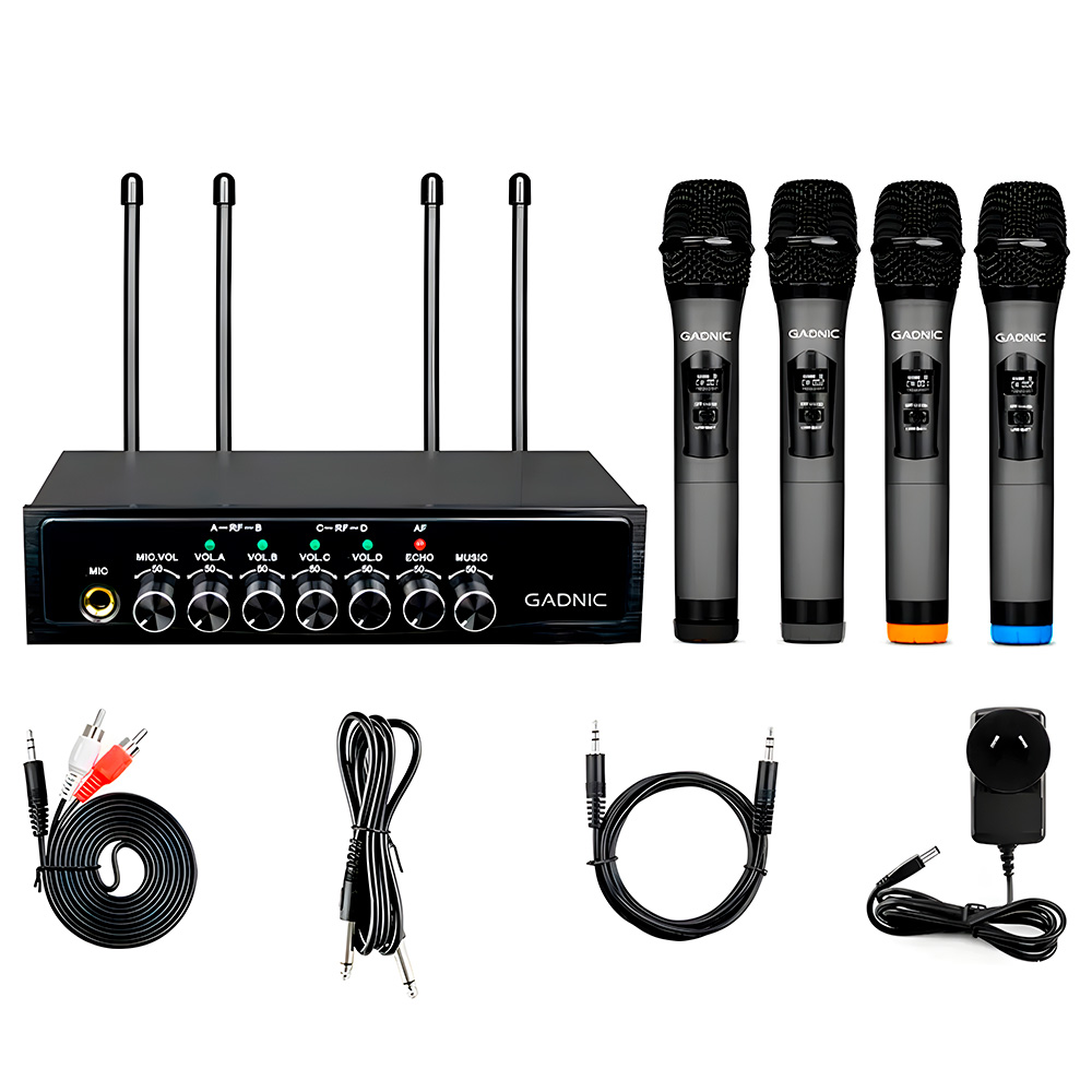 Set x4 Micrófonos Inalámbricos Profesionales GADNIC, Tecnología UHF ...