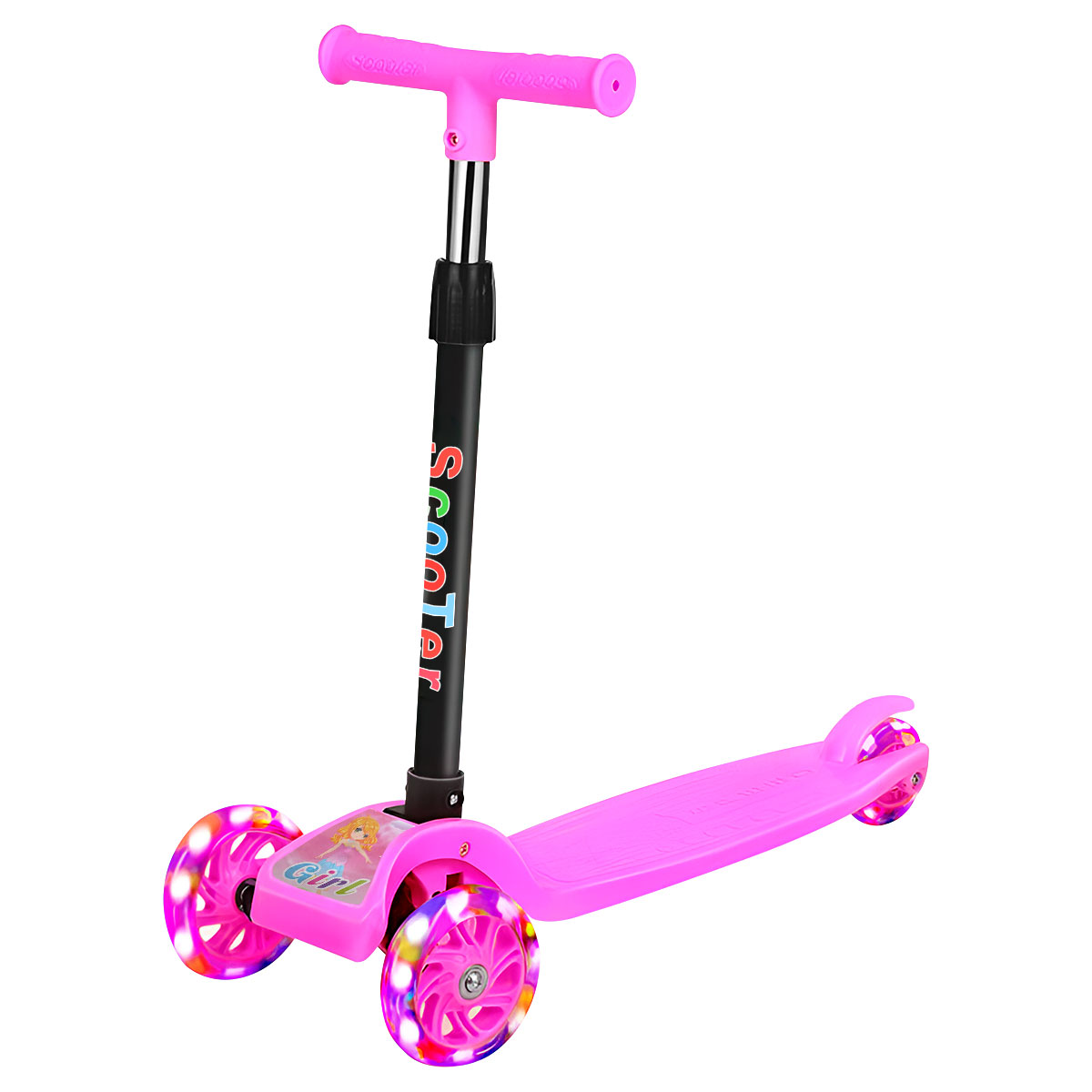 Monopatín Tripatín Infantil con Altura Ajustable y Luces LED - Rosa ...