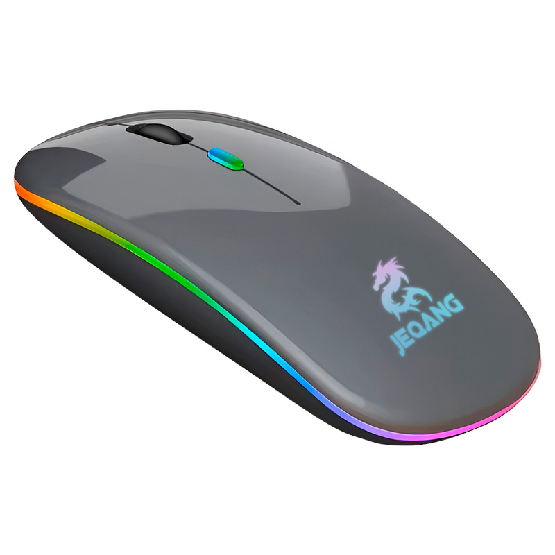 Mouse Inalámbrico Jeqang Diseño Slim y Luces RGB- Gris, oferta LOi.