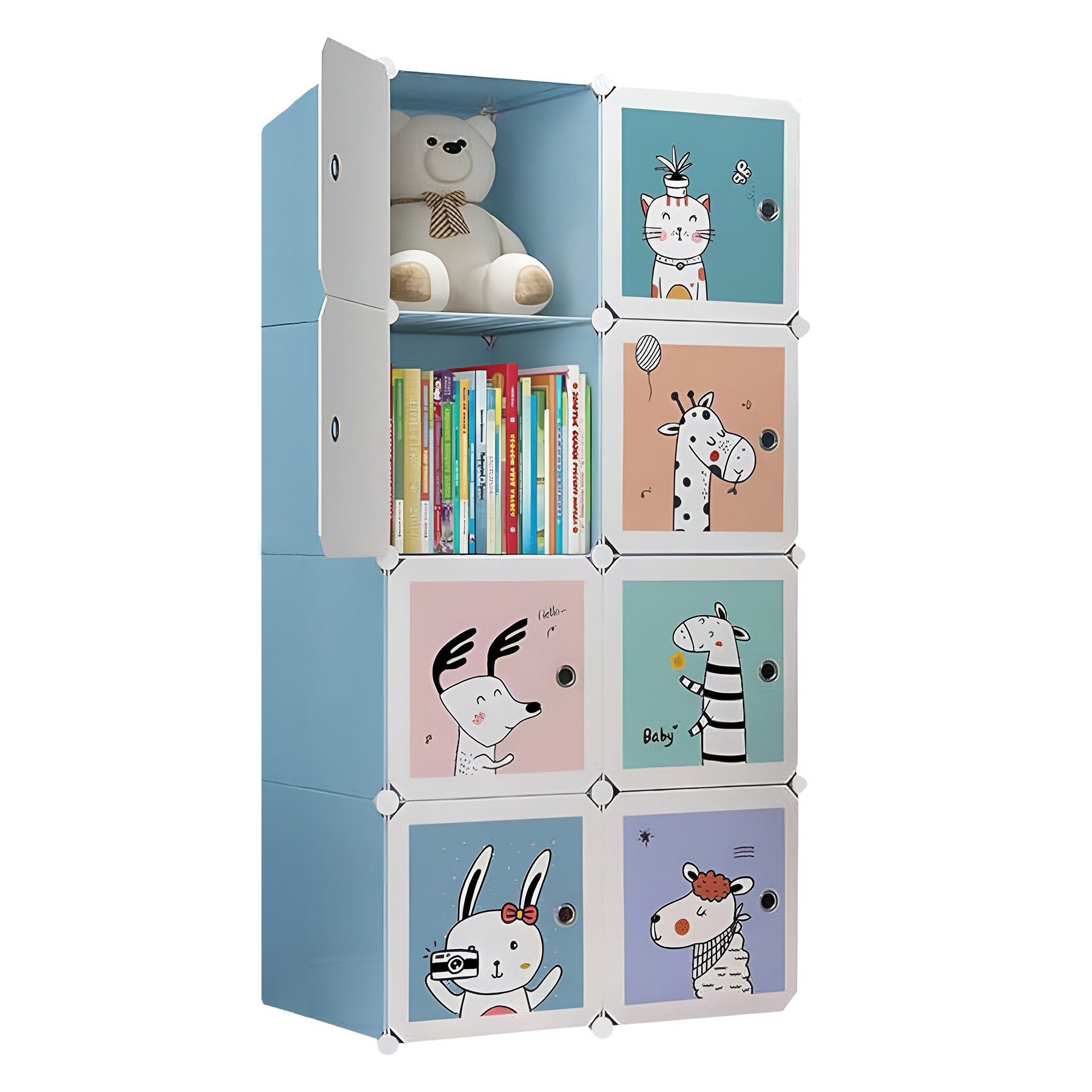 Armario Modular Infantil Mueble Multiuso con 8 Cubos y Perchero ...