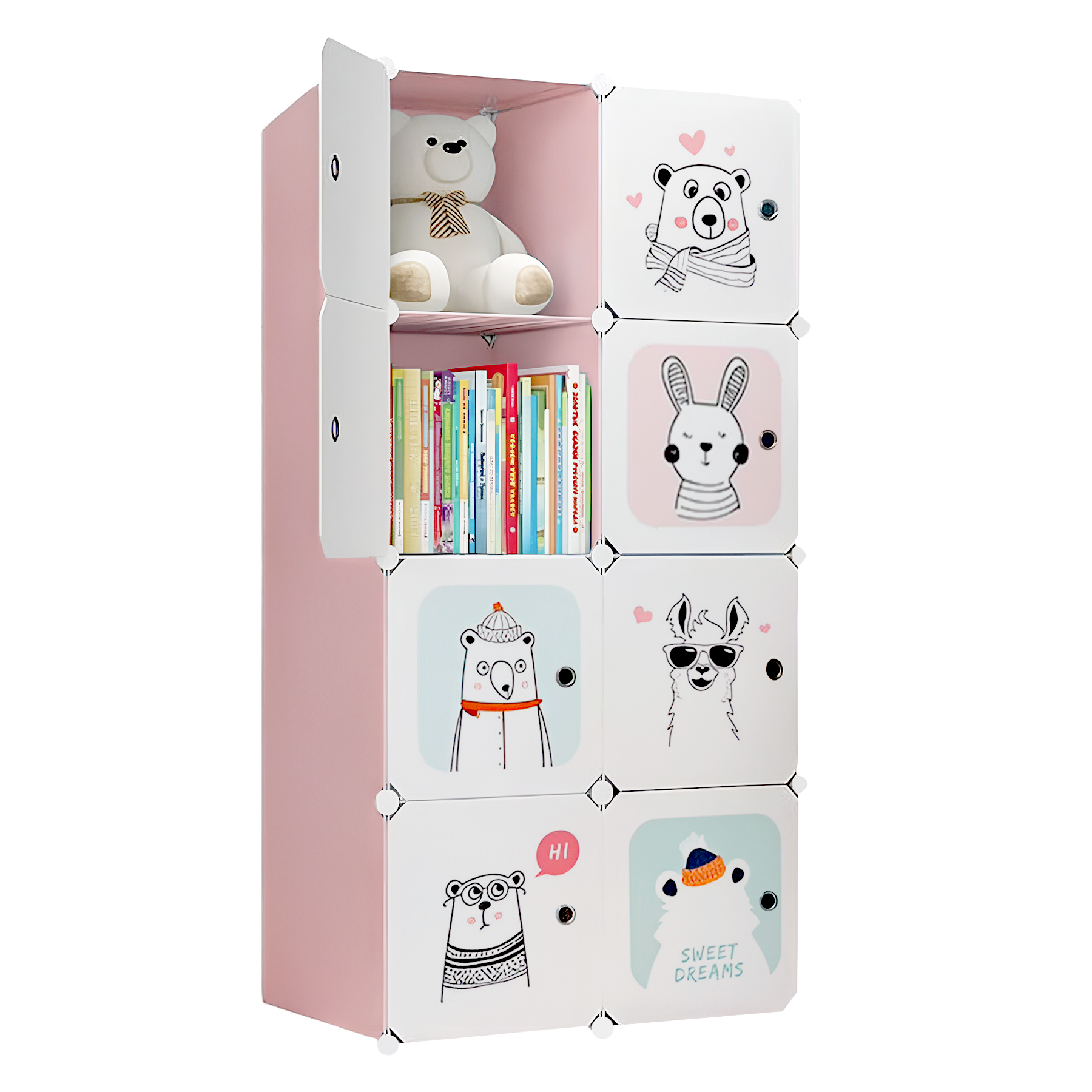 Armario Modular Infantil Mueble Multiuso con 8 Cubos y Perchero ...