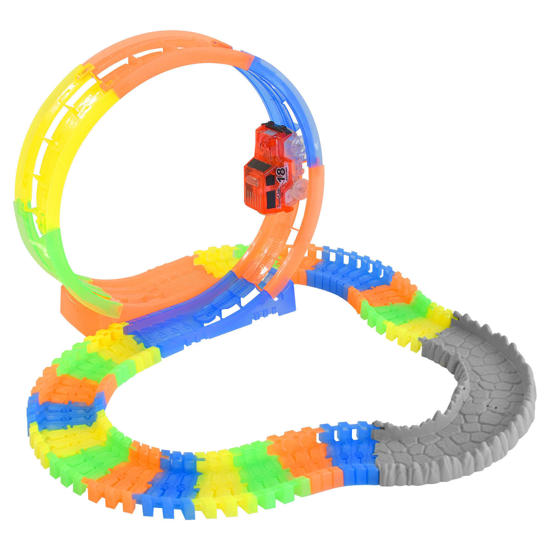 Pista de Autos Flexible y Colorida con 76 Piezas de Montaje Libre y ...
