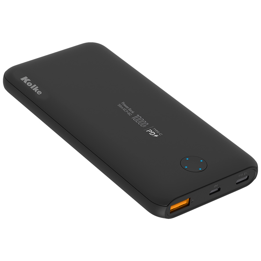 Power Bank KOLKE Slim 10000mAh Reales Salidas USB y Tipo C - Negro ...