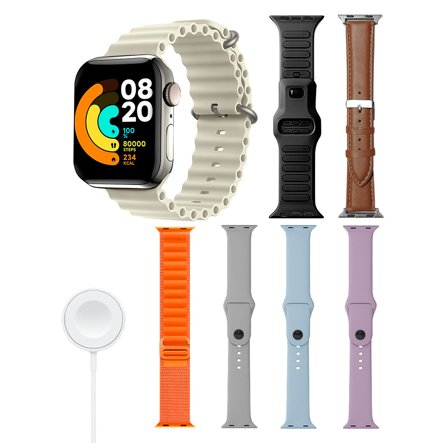 Kit Smartwatch T24 Pro Max con 7 Mallas Intercambiables y Cargador ...