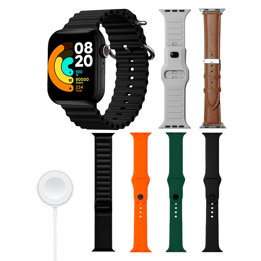 Kit Smartwatch T24 Pro Max con 7 Mallas Intercambiables y Cargador ...