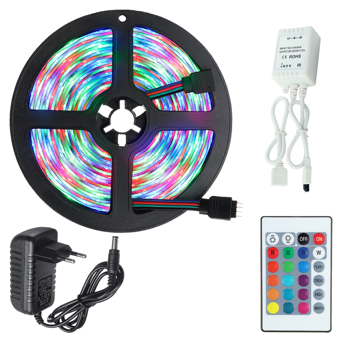 Tira LED RGB 2835 de 15 Metros + Control + Transformador, oferta LOi.