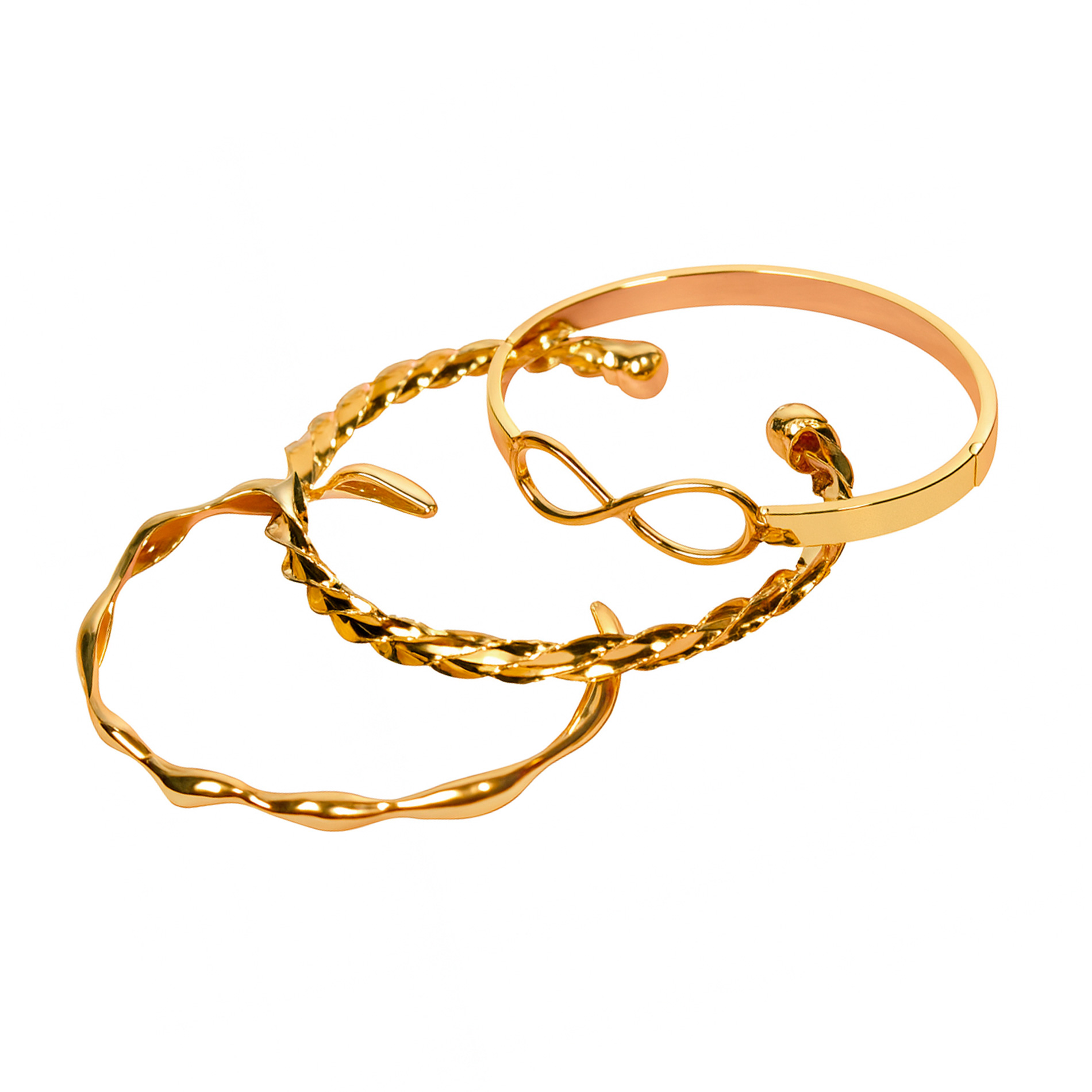 Set de 3 Pulseras Doradas de Aleación de Zinc con Estilo Clásico y ...