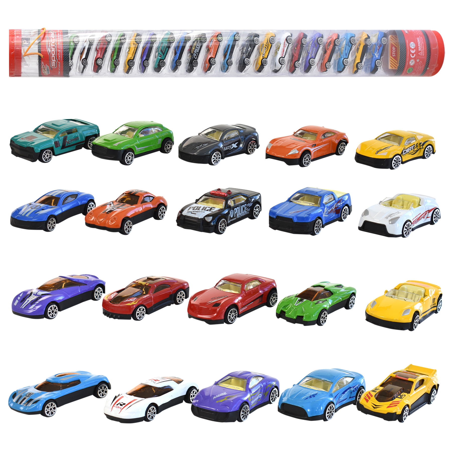 Set de 20 Autitos Metálicos a Escala 1:64 + Accesorios, oferta LOi.