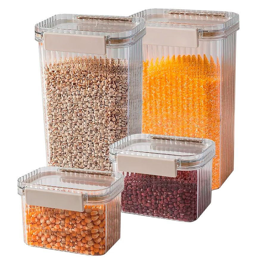 Set de 4 Recipientes Organizadores con Tapa y Cierre Hermético, oferta LOi.
