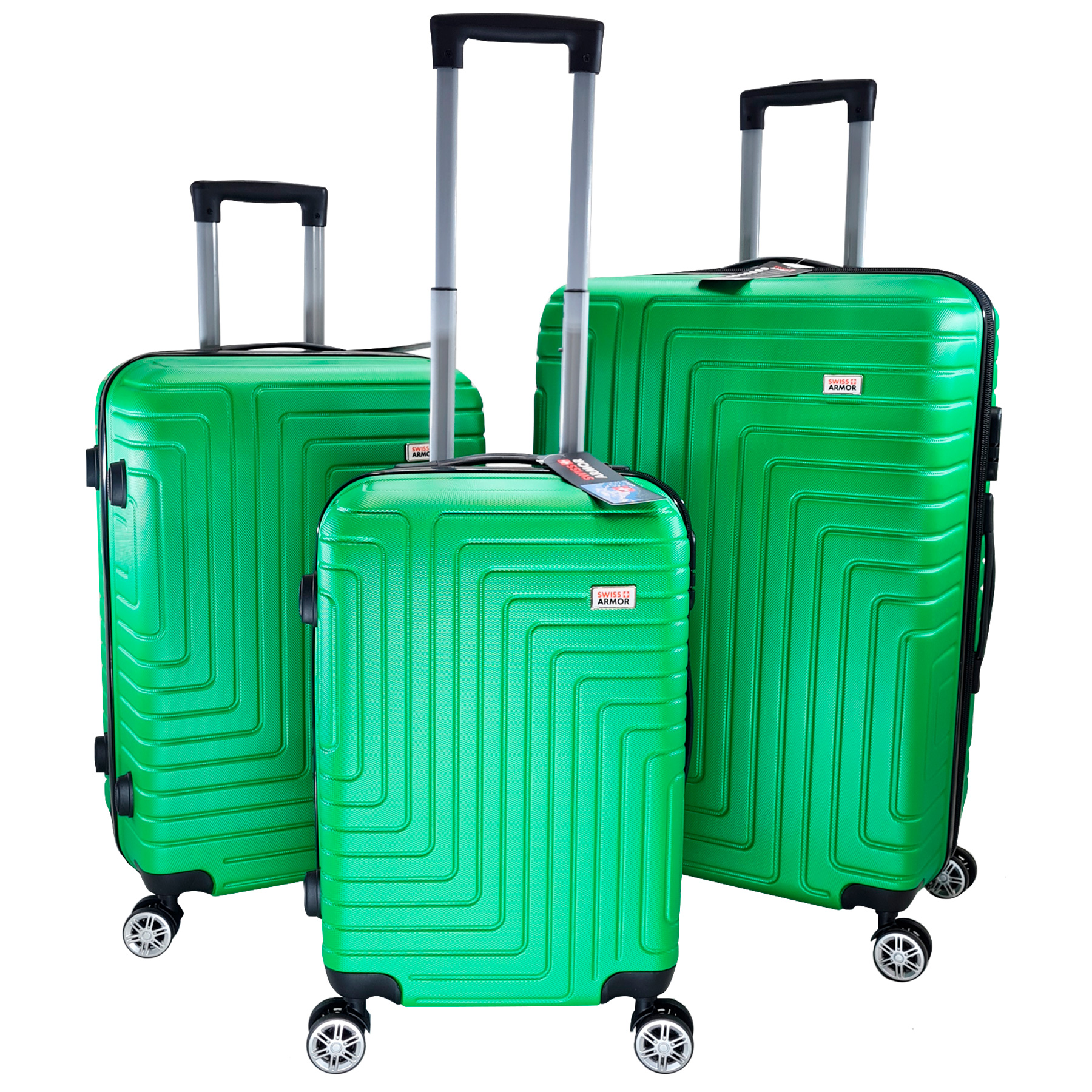 Set de 3 Valijas ABS Rígidas SWISS ARMOR con 4 Ruedas y Cerradura de Combinación - Verde, oferta ...