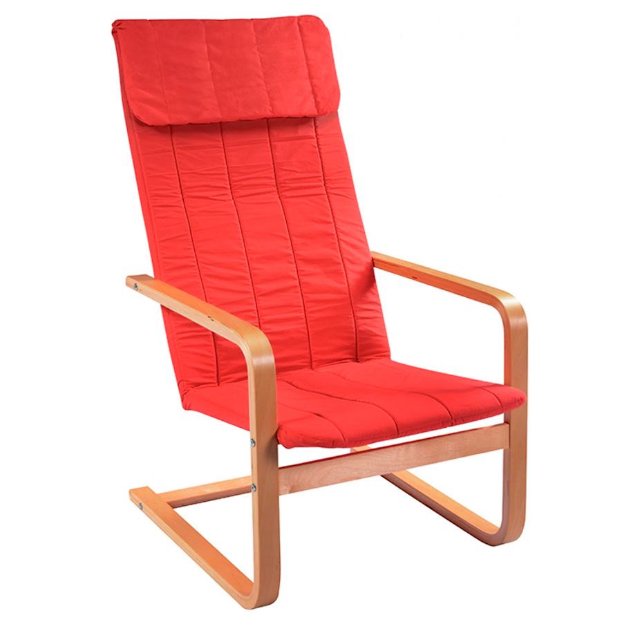 Sillón FLEX Super Cómodo en Microfibra y Madera Natural - Rojo, oferta LOi.