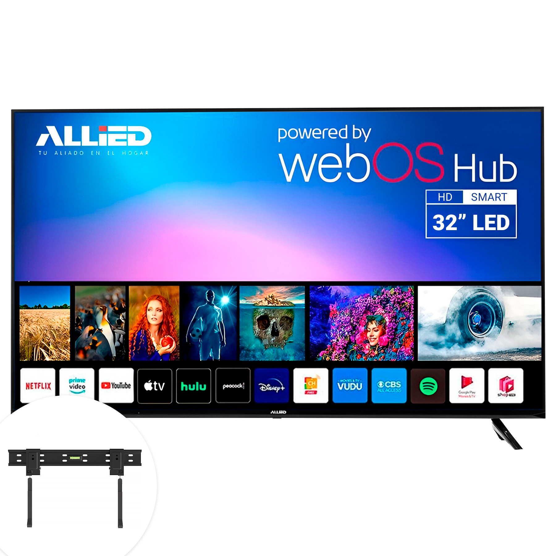 Smart TV ALLIED 32” HD Black Crystal Display WIFI Sistema WebOS Hub ...