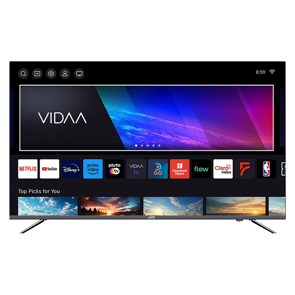 Smart TV JVC 65" 4K UHD Diseño Sin Bordes, Sistema VIDAA U6, Dolby Audio y HDR10, oferta LOi.