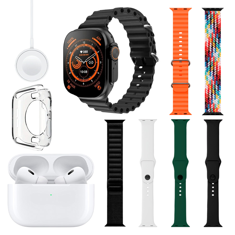 Set 9 en 1 H55 Pro Max Smartwatch con Protector + Auriculares ...