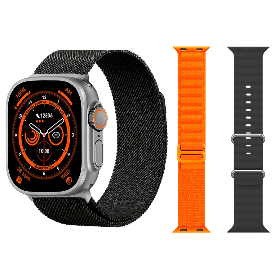Kit Smartwatch Ultra 2 Max con 3 Mallas Intercambiables, Protección ...