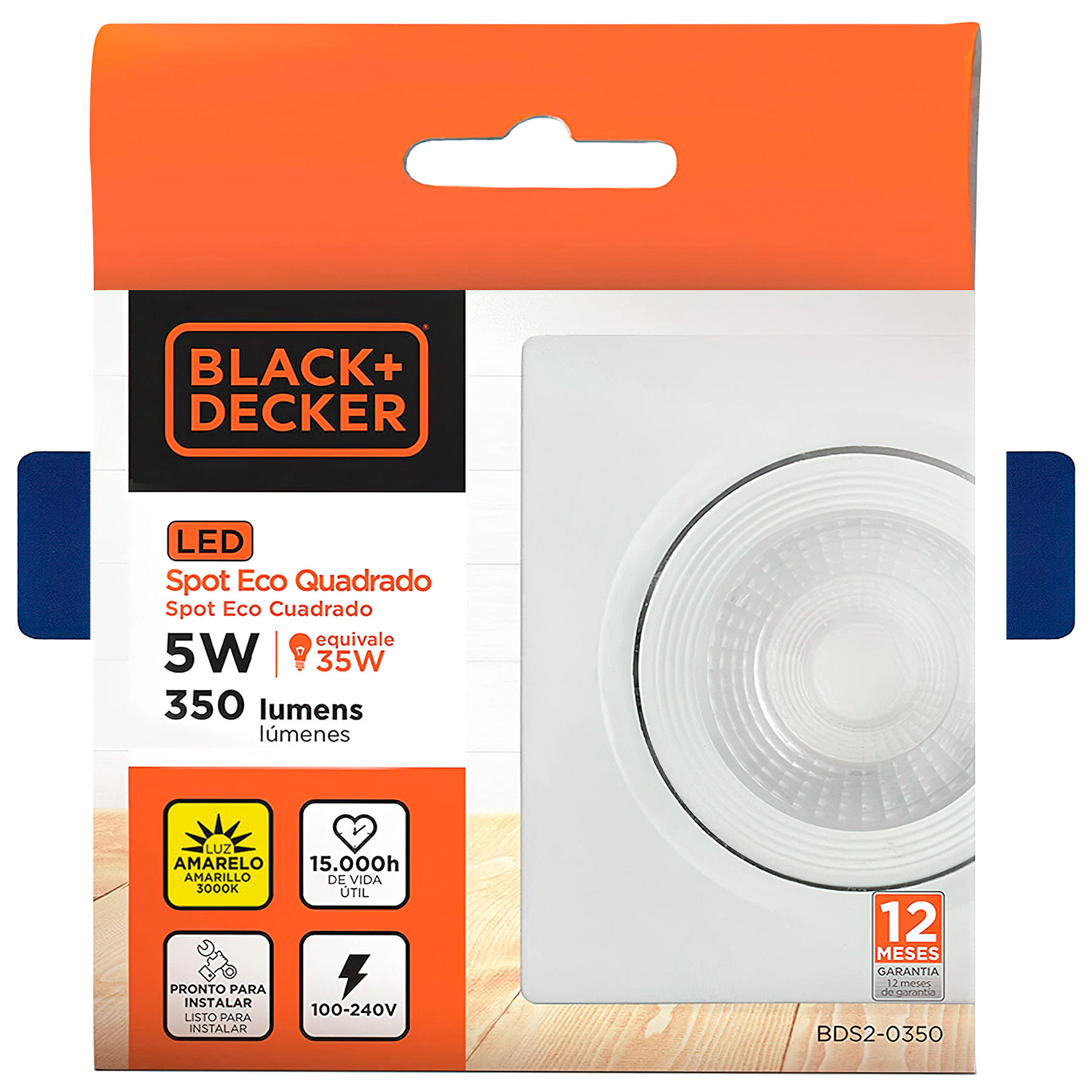Spot ECO LED Black+Decker Cuadrado Dimerizable 5W Luz Cálida, oferta LOi.