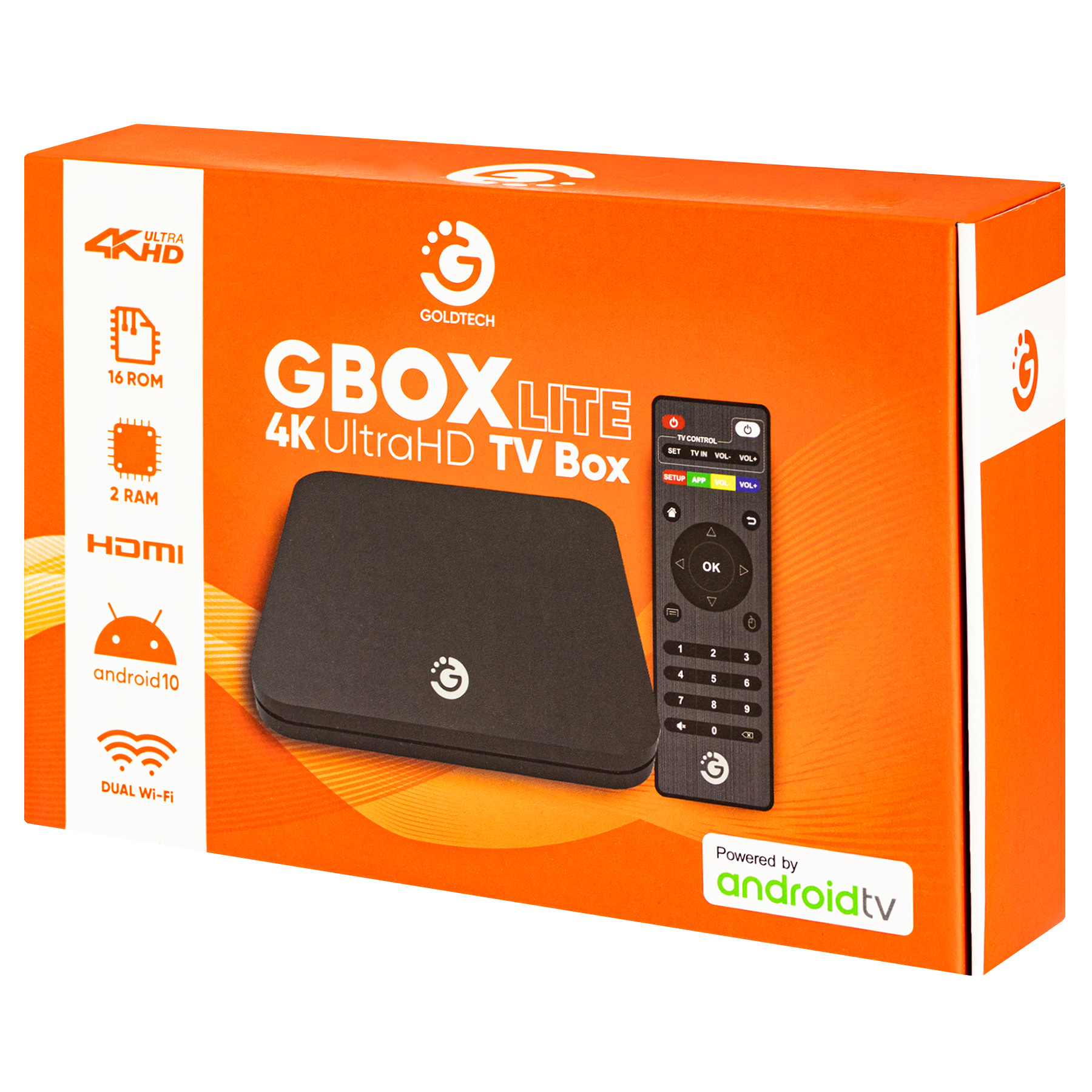 TV Box Goldtech GBox Lite 4K UHD 16GB 2GB Android 10 Netflix Disney+ ...