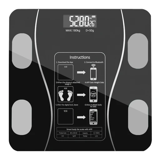 Balanza de Baño SMART con Bluetooth y Display LCD Soporta 180kg Diseño ...