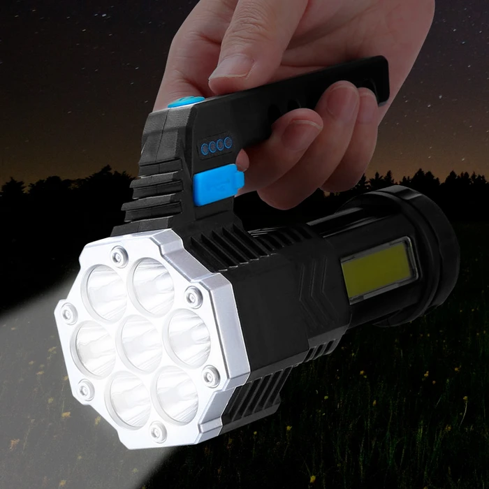 Linterna Recargable 2 en 1 con 7 Luces LED + Panel Lateral, con 4 Modos ...