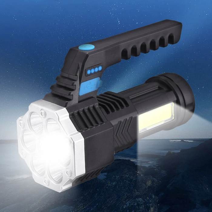 Linterna Recargable 2 en 1 con 7 Luces LED + Panel Lateral, con 4 Modos ...