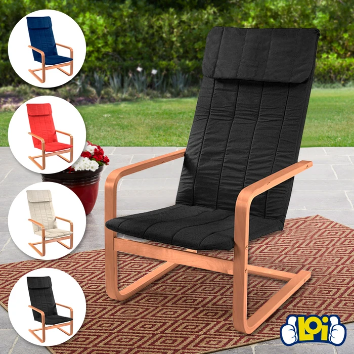 Sillón FLEX Super Cómodo en Microfibra y Madera Natural - Negro, oferta ...