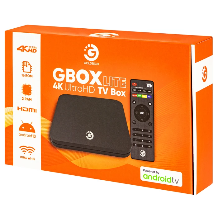 TV Box Goldtech GBox Lite 4K UHD 16GB 2GB Android 10 Netflix Disney+ ...